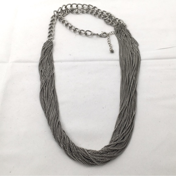 Unmarked | Jewelry | Vintage Long Silver Liquid Chains Necklace High ...
